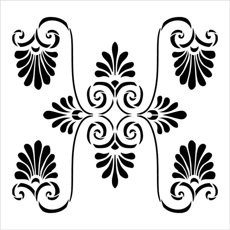Palmette Swirl Pattern Tile Stencil by Studior12 DIY Greek | Etsy