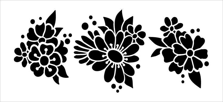Three Flower Clusters Stencil by StudioR12 DIY Spring Floral | Etsy