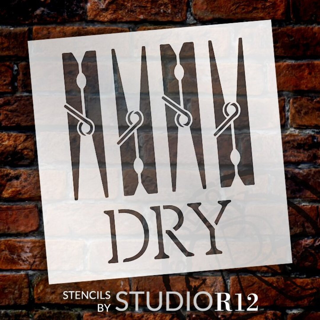 Dry Laundry Room Stencil by Studior12 DIY Clothes Pin Home Decor Craft ...