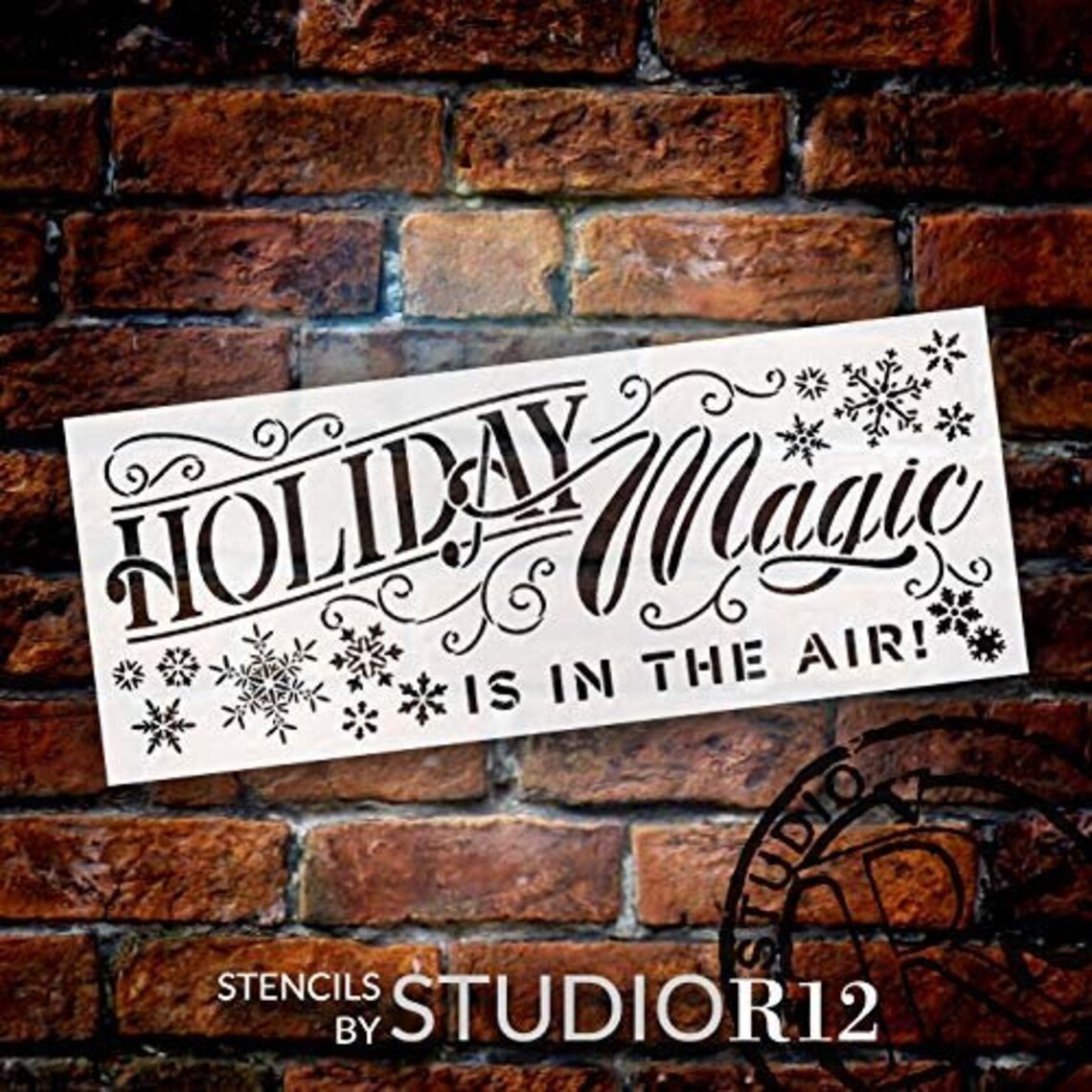 Holiday Magic in the Air Stencil Cursive Snowflake Word Art - Etsy