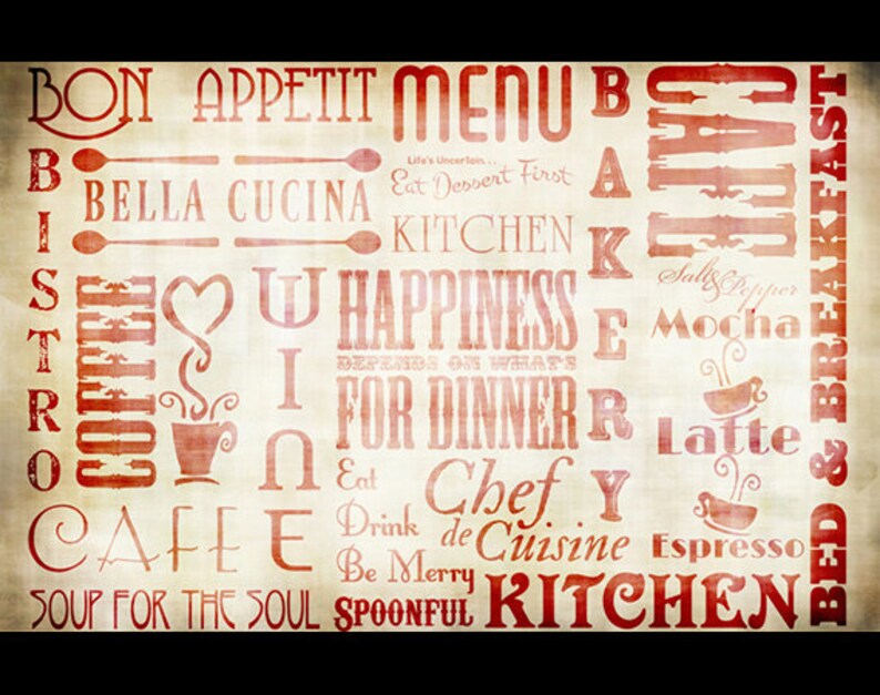 Chef Words Collage Paper Select Color 11 X - Etsy