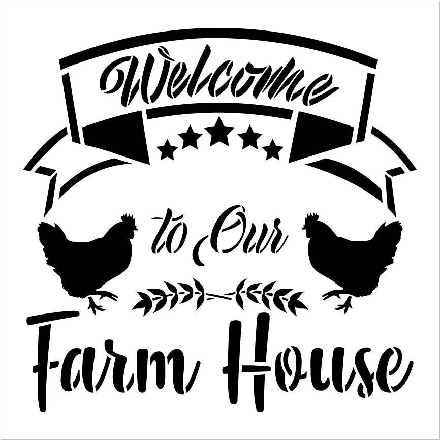 Welcome to Our Farm House Stencil by Studior12 DIY Chicken | Etsy