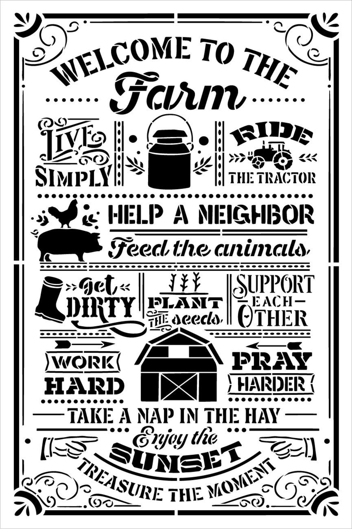Welcome to the Farm Stencil by Studior12 Select Size USA - Etsy
