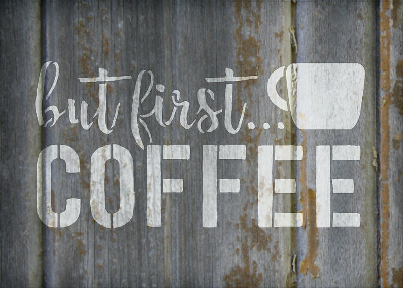 But First Coffee Script & Bold Word Art Stencil Select | Etsy