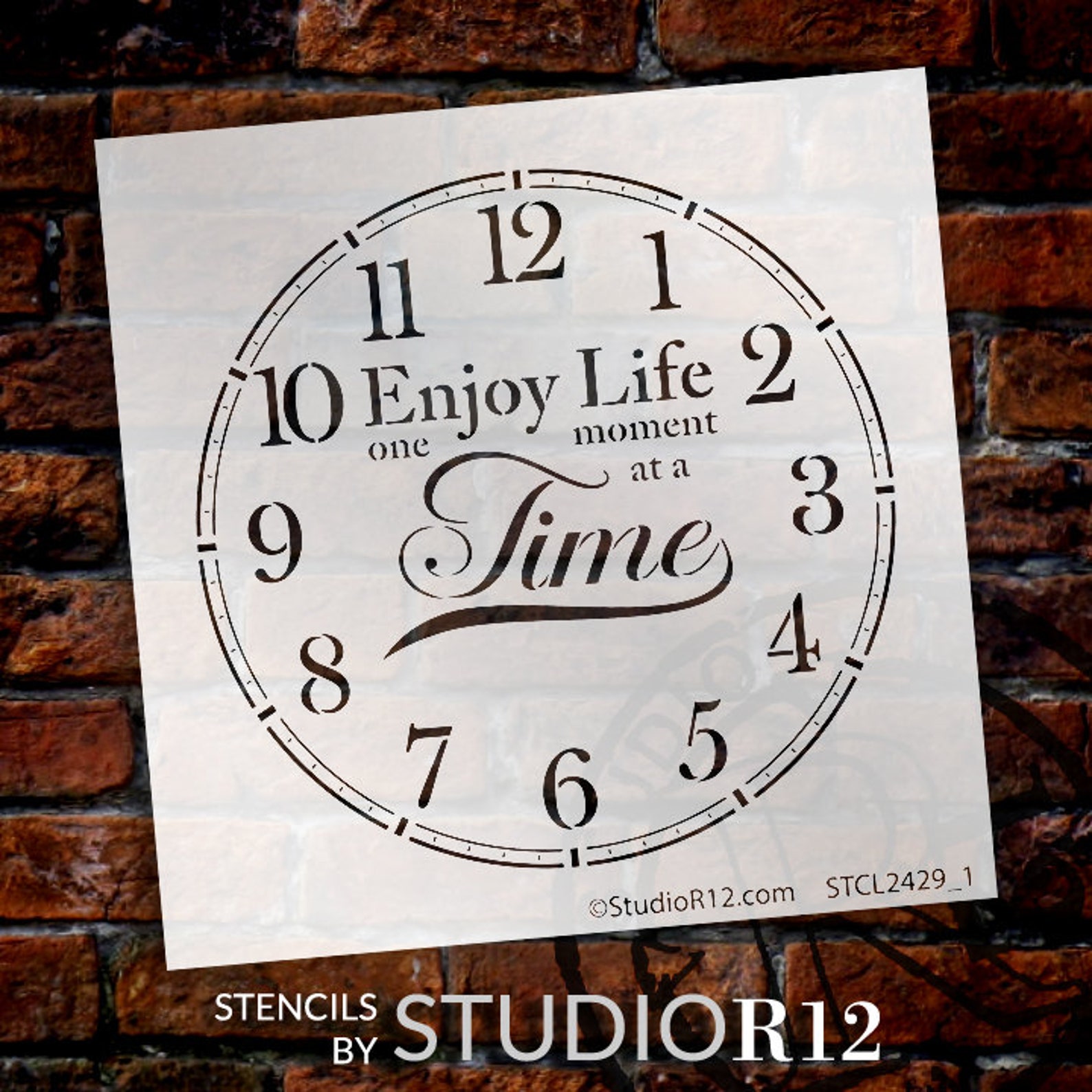 Round Clock Stencil Enjoy Life One Moment at a Time Letters | Etsy
