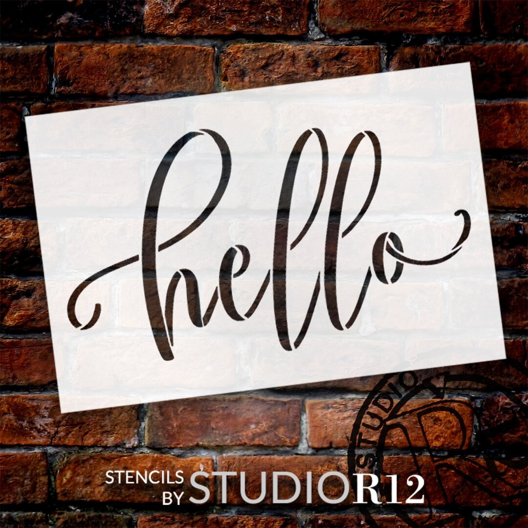 Simple Hello Script Stencil by Studior12 Craft DIY Farmhouse - Etsy