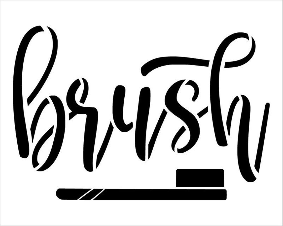 Brush Script Stencil With Toothbrush by Studior12 DIY Home | Etsy