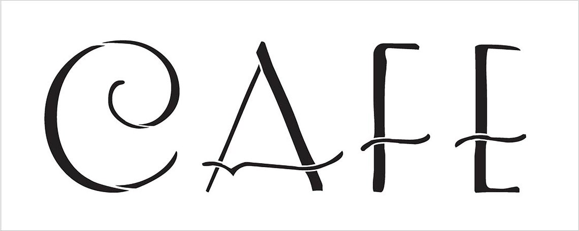 Cafe Word Art Stencil Art Deco Select Size SKU:STCL819 - Etsy