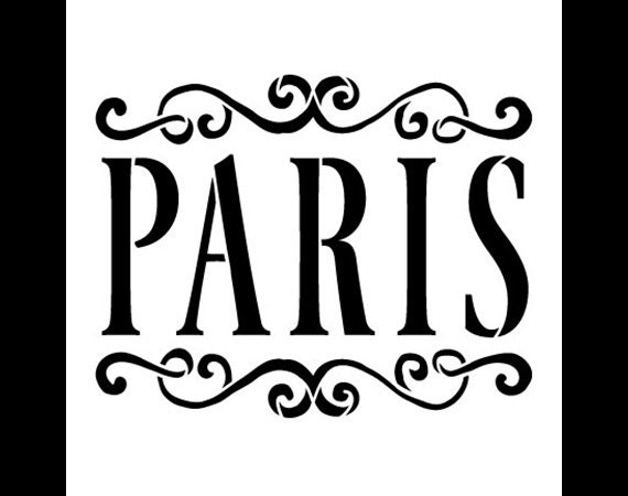 Paris Word Art Stencil Vintage Scrolls Select Size | Etsy