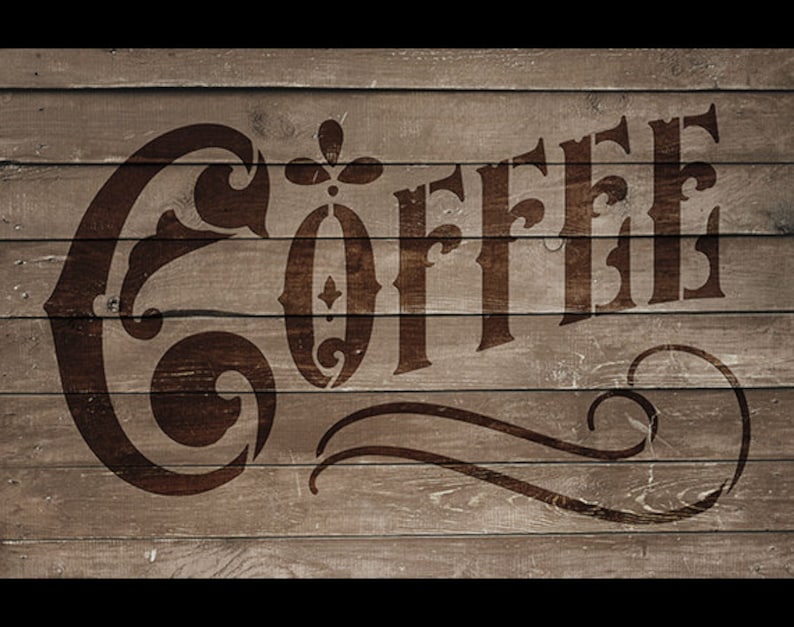Coffee Word Art Stencil Victorian Headline Select Size - Etsy