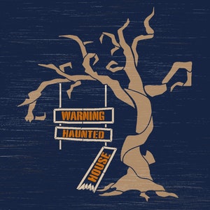 Warning Haunted House Stencil by Studior12 DIY Fall Halloween Home ...