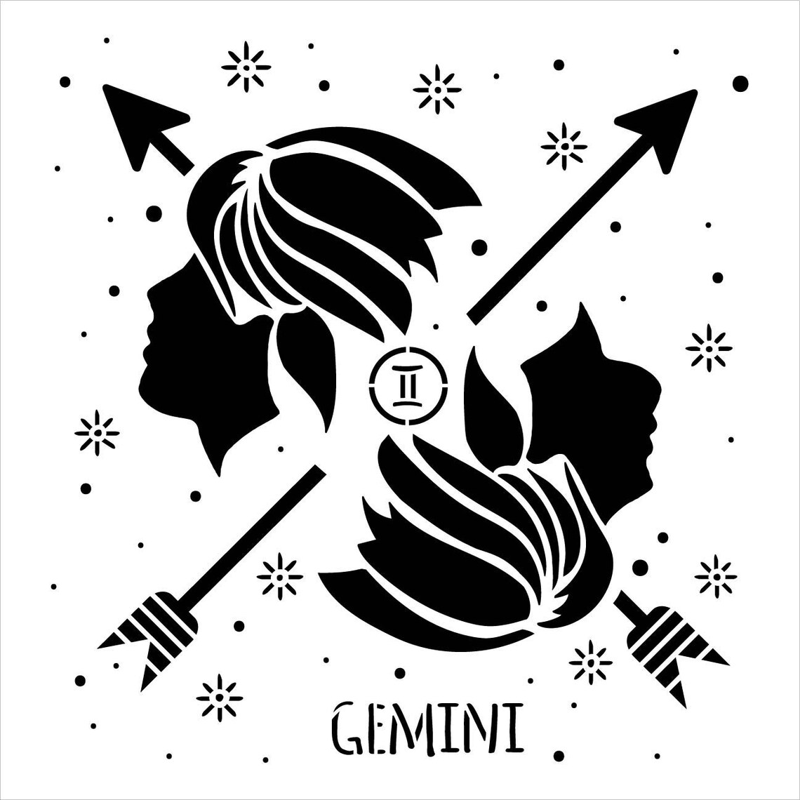 Gemini Zodiac Stencil by Studior12 DIY Star Sign Celestial - Etsy