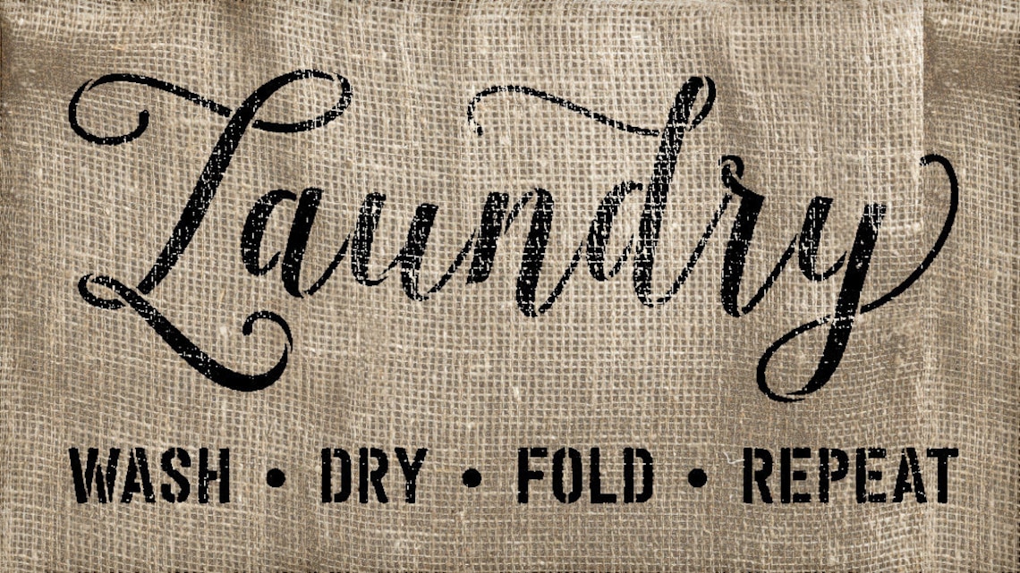 Laundry Wash Fold Dry Repeat Word Stencil Select Size | Etsy