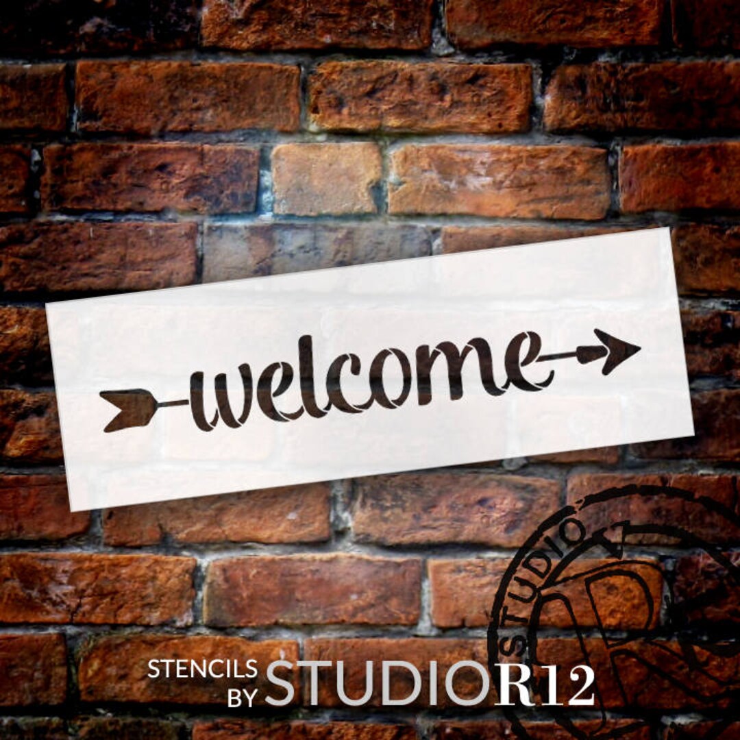 Welcome Simple Script Arrow Word Art Stencil Select - Etsy Canada