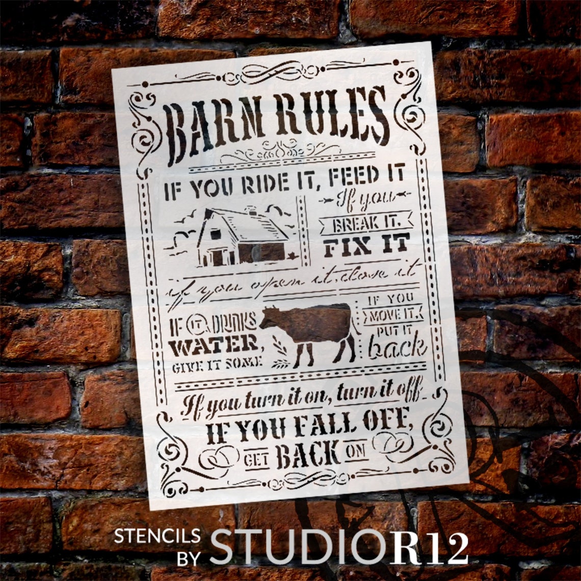 Barn Rules Stencil by Studior12 Select Size USA Made - Etsy