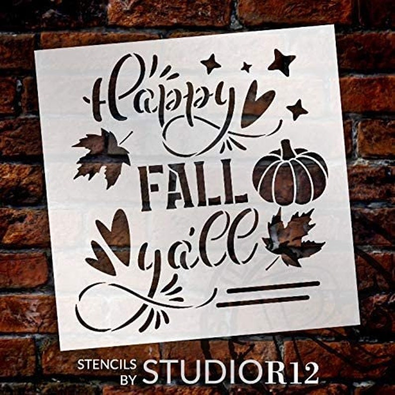 Happy Fall Yall Stencil by Studior12 DIY Autumn Farmhouse - Etsy