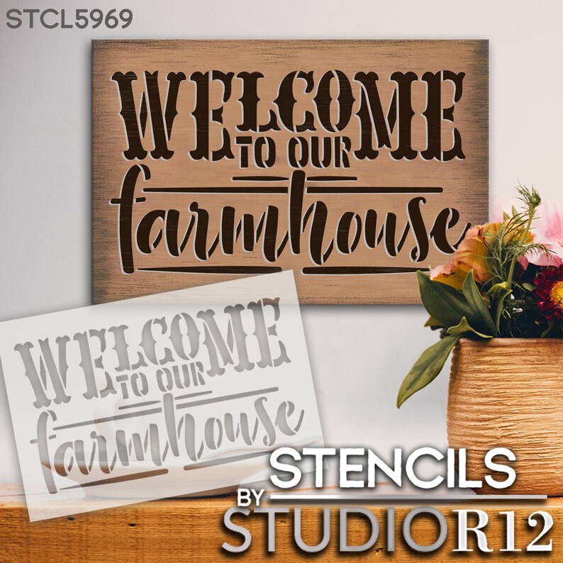 Welcome to Our Farmhouse Stencil by Studior12 Craft Rustic - Etsy