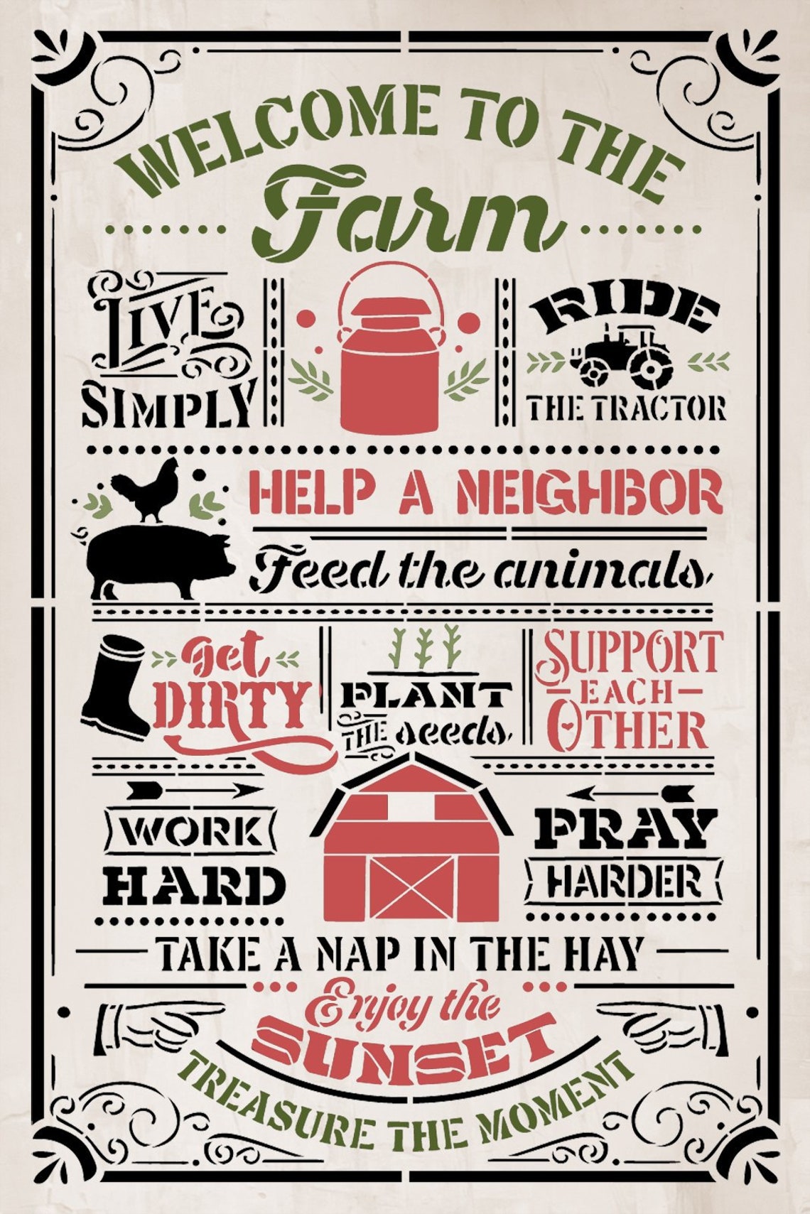 Welcome to the Farm Stencil by Studior12 Select Size USA - Etsy