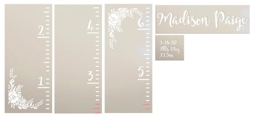 Personalized Name Growth Chart 3-Part Stencil with Boho | Etsy