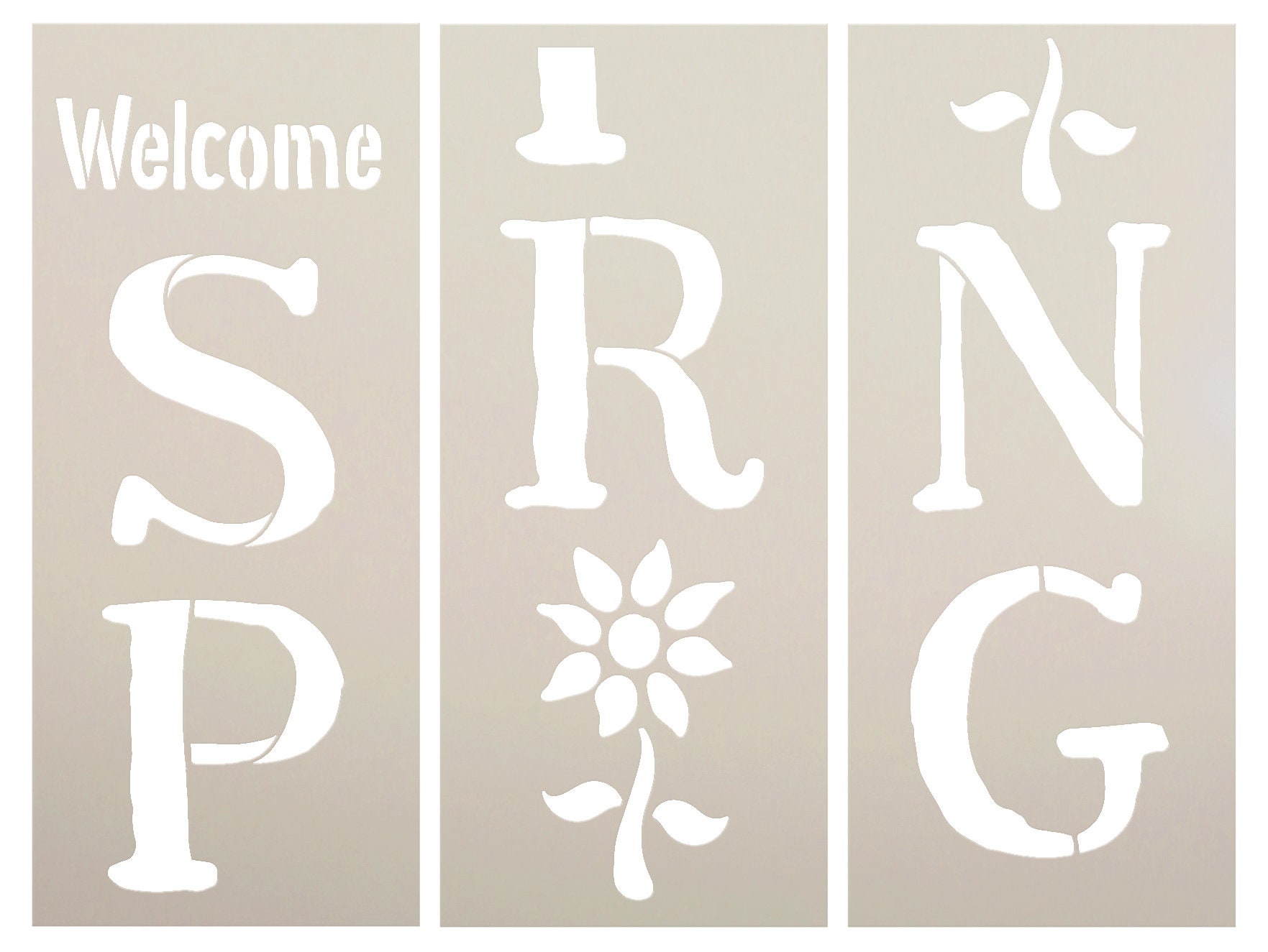 Welcome Spring Stencil With Flower by Studior12 Reusable - Etsy