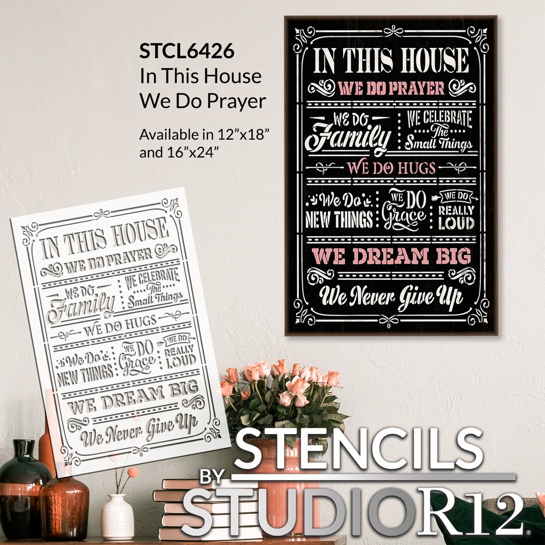 In This House We Do Prayer Family Rules Stencil by Studior12 Select ...