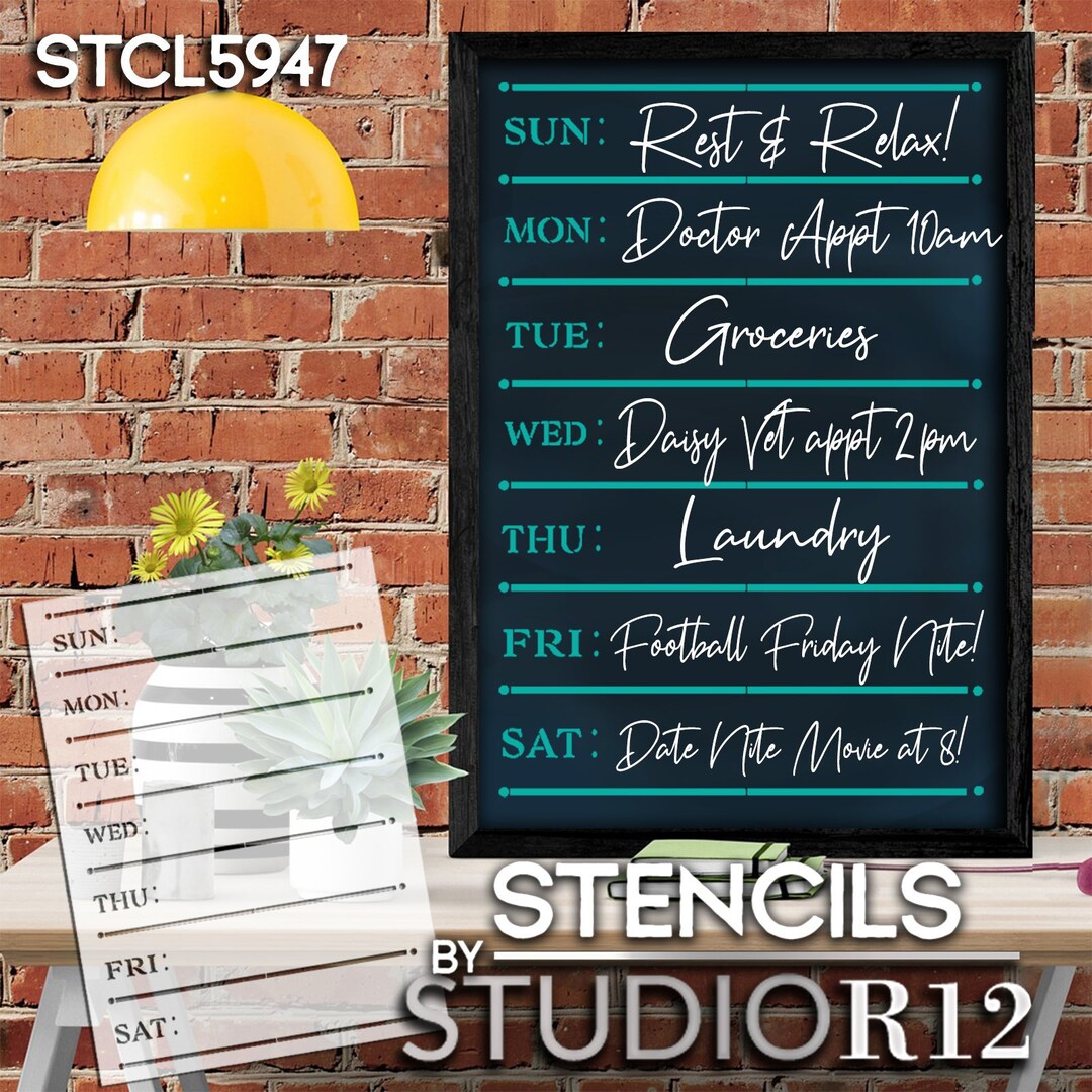 Simple Weekly Calendar Stencil by Studior12 DIY Menu Board Planner for ...