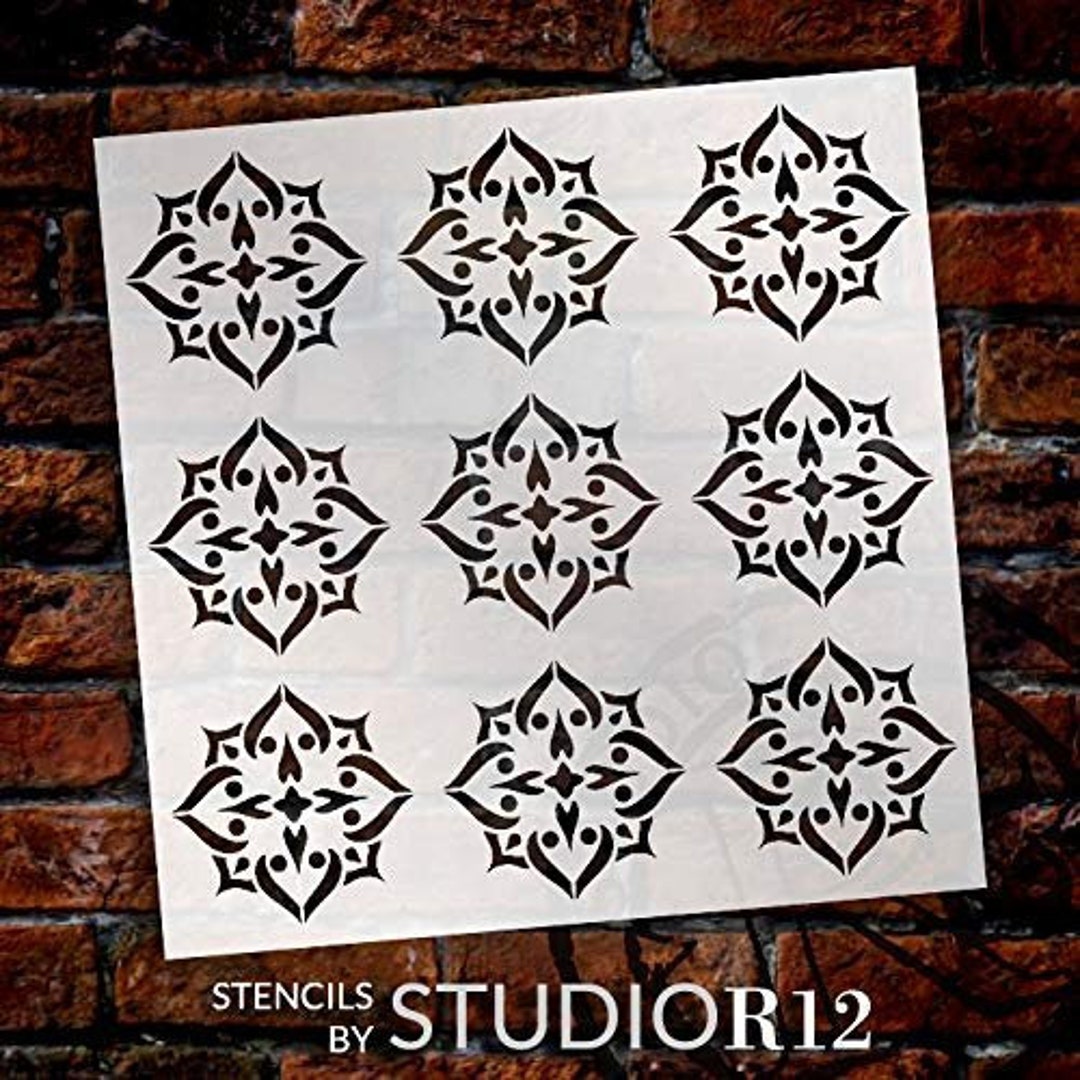 Mandala Spades 9 Tile Pattern Stencil by Studior12 Reusable Mylar ...