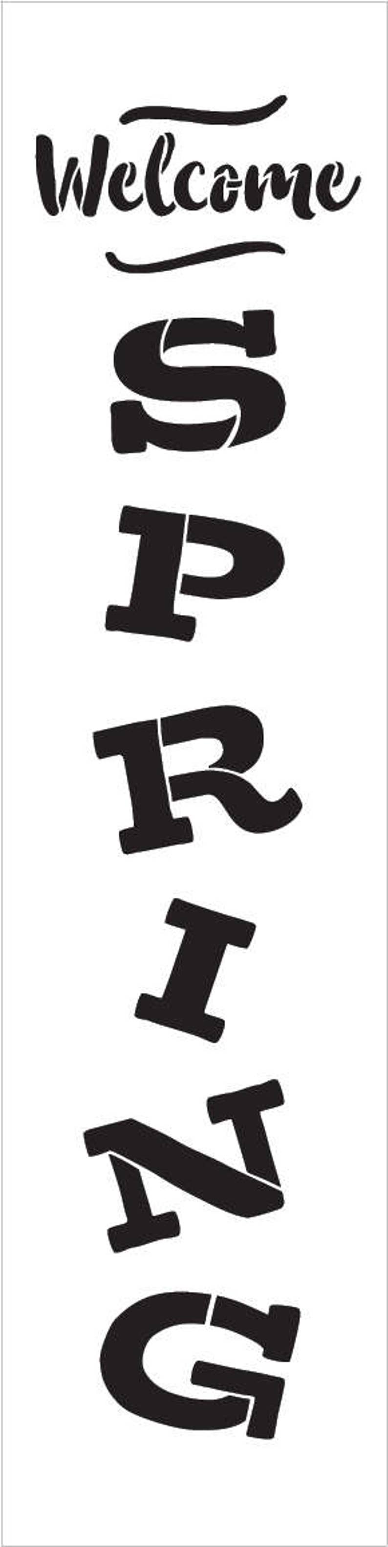 Welcome Spring Vertical Word Stencil Select Size | Etsy