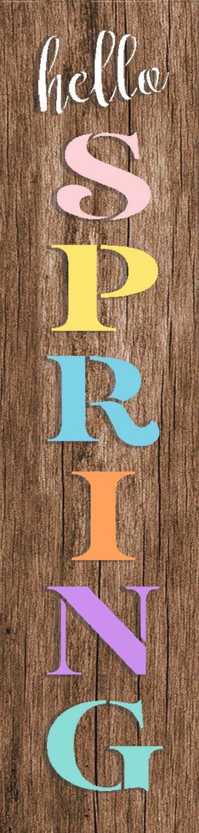 Hello Spring Stencil by StudioR12 DIY Outdoor Wood Leaner | Etsy