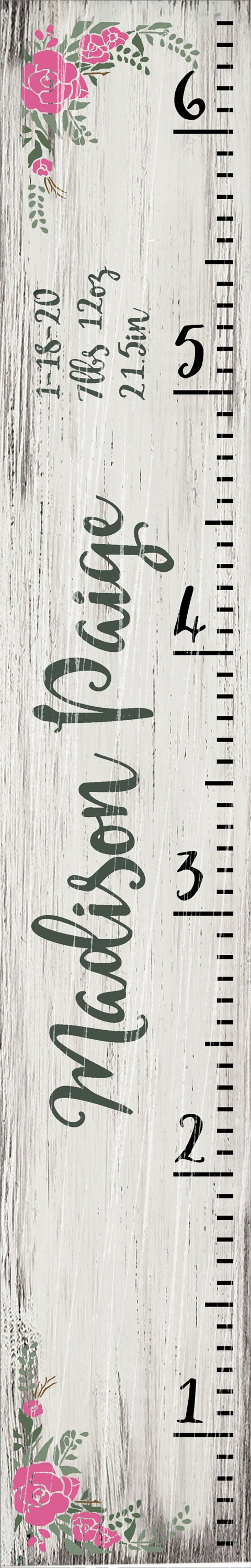 Personalized Name Growth Chart 3-part Stencil With Boho - Etsy