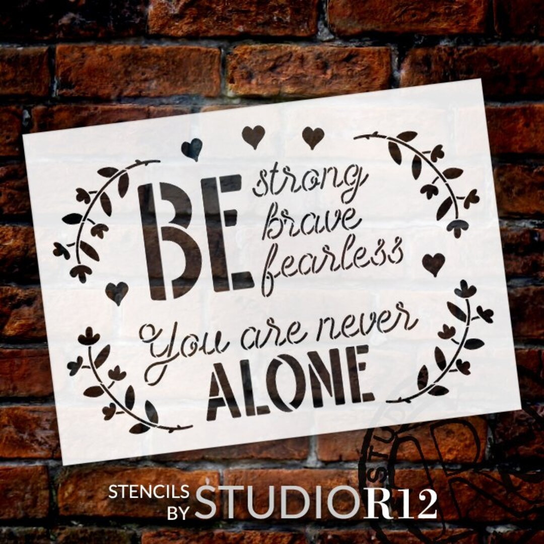 You Are Never Alone Stencil With Hearts by Studior12 DIY Inspirational ...