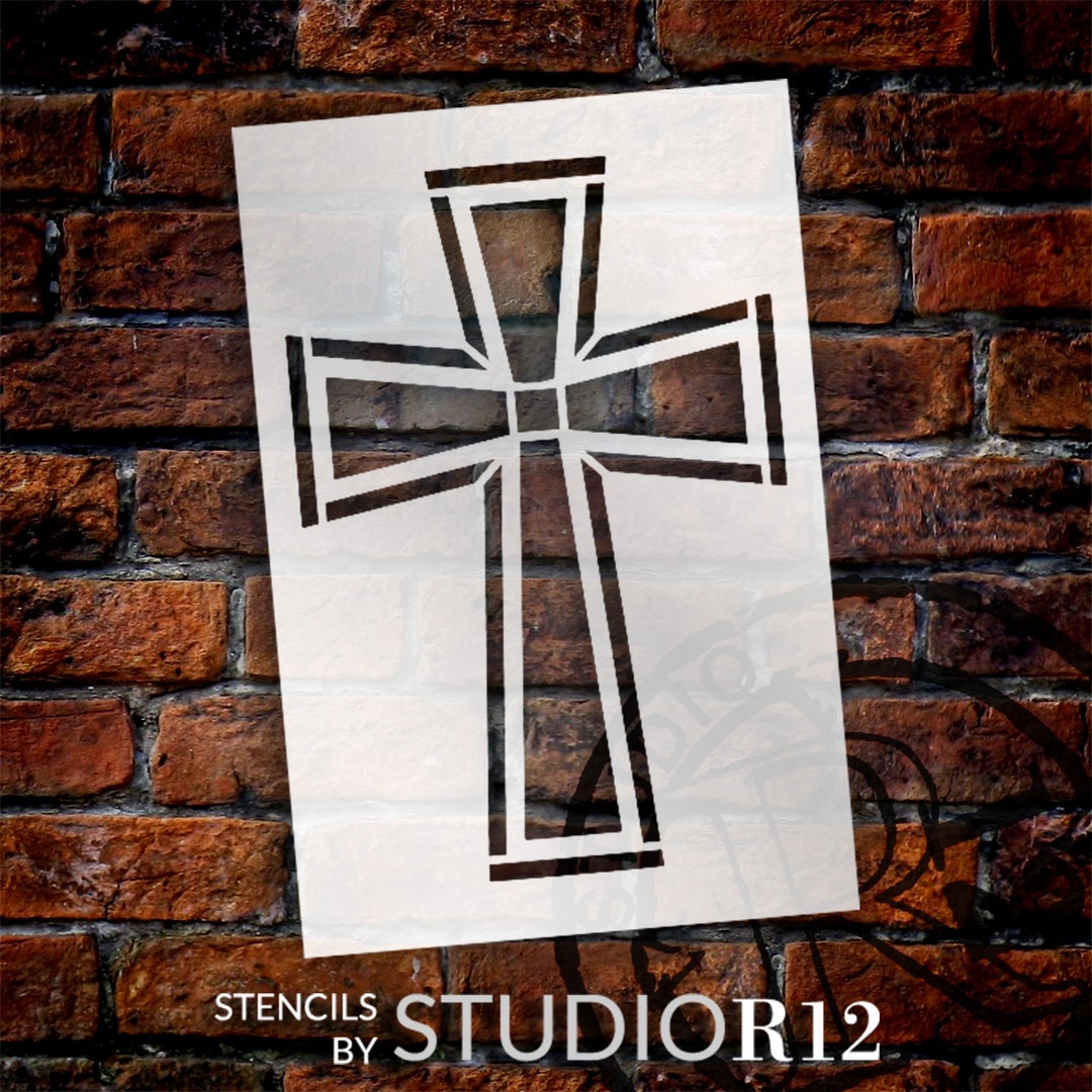 Outlined Angled Cross Stencil by Studior12 Christian Symbol Wall Art ...