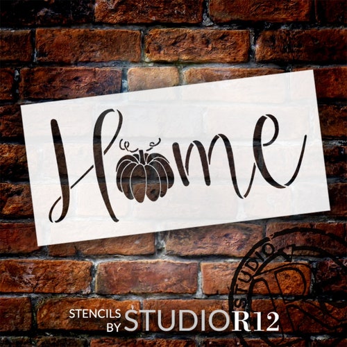 Hello Pumpkin Cursive Stencil by Studior12 DIY Autumn Fall - Etsy