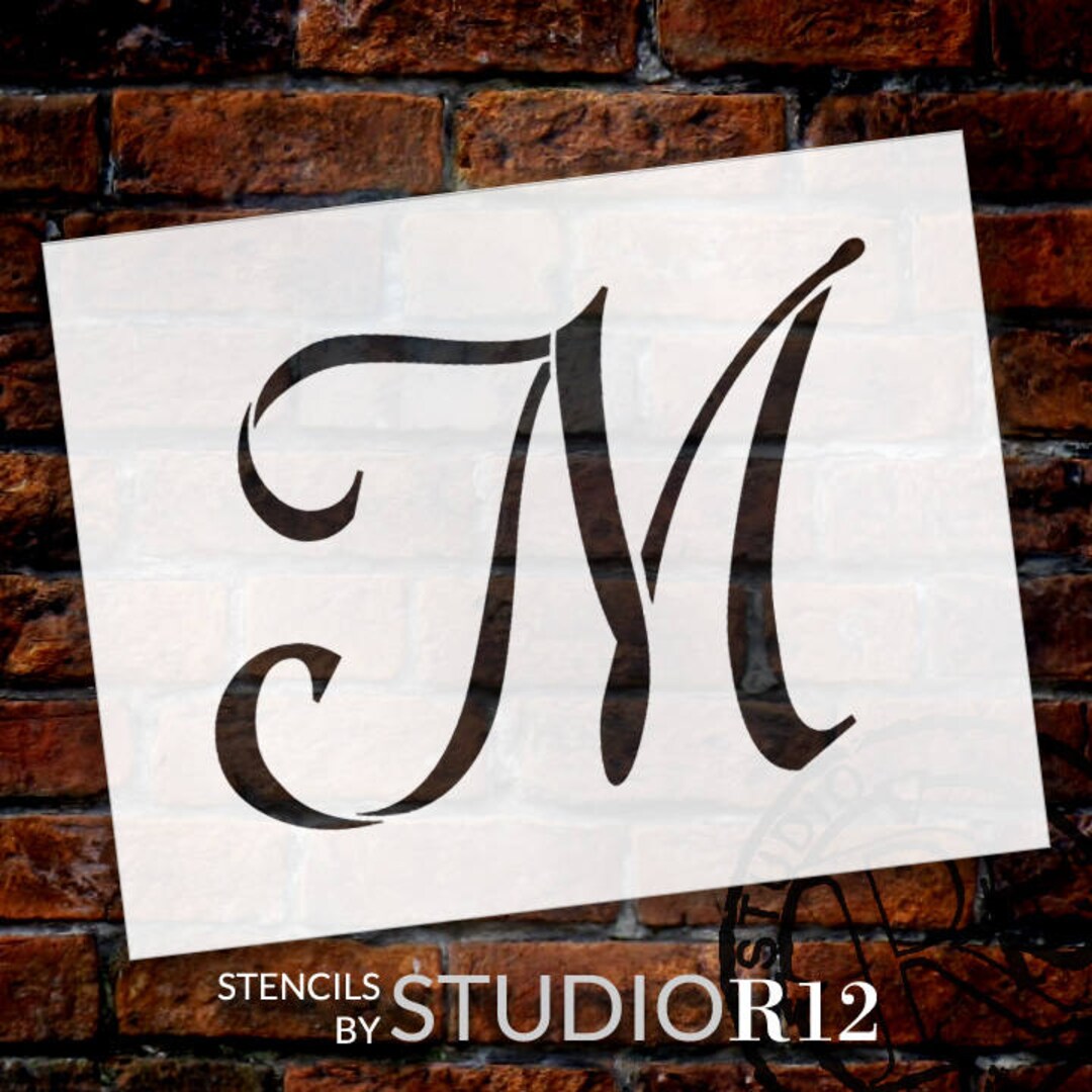 M graceful Monogram Stencil Select Size STCL1913 by Studior12 - Etsy