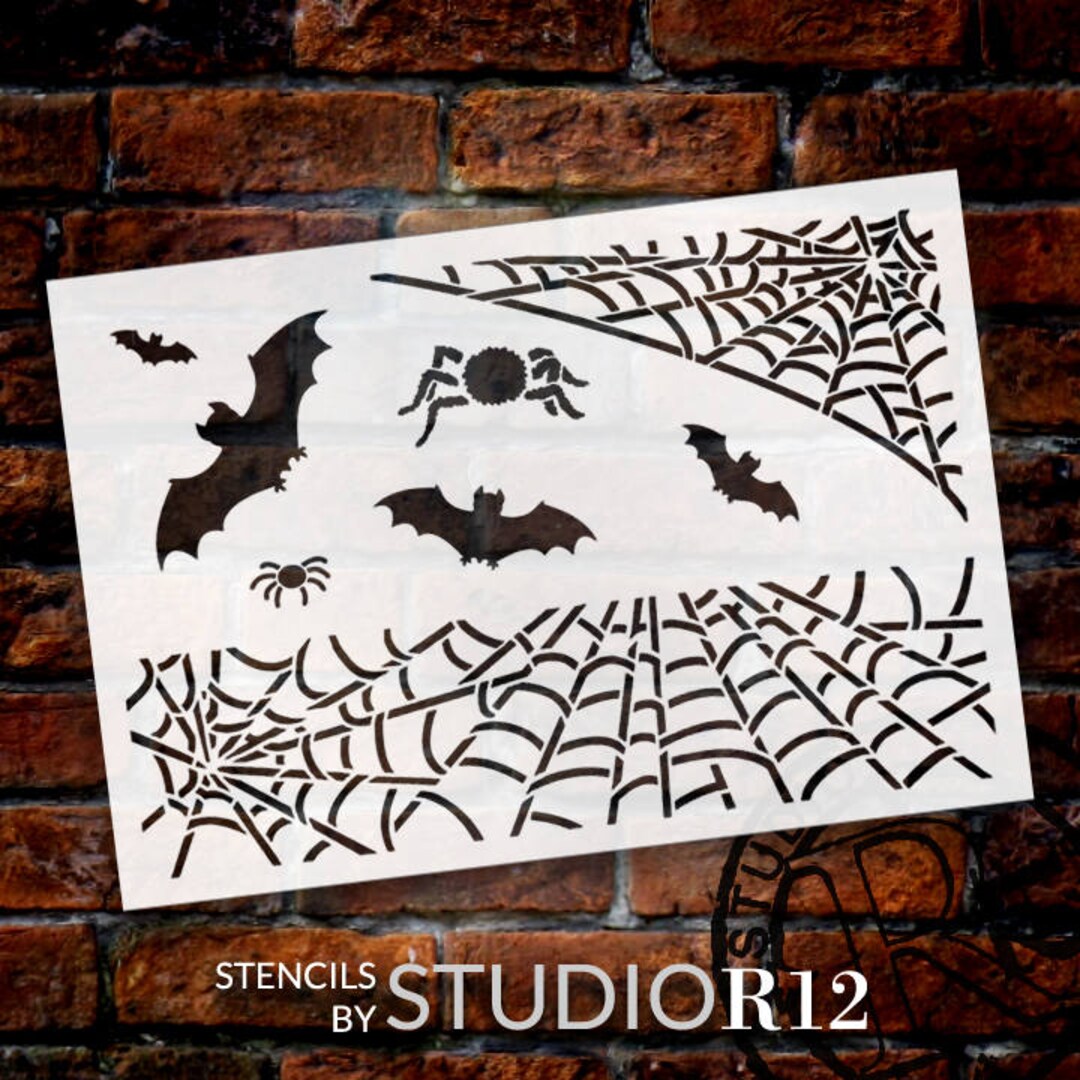 Spiders & Bats Art Stencil 13 X 9 STCL568 by Studior12 - Etsy