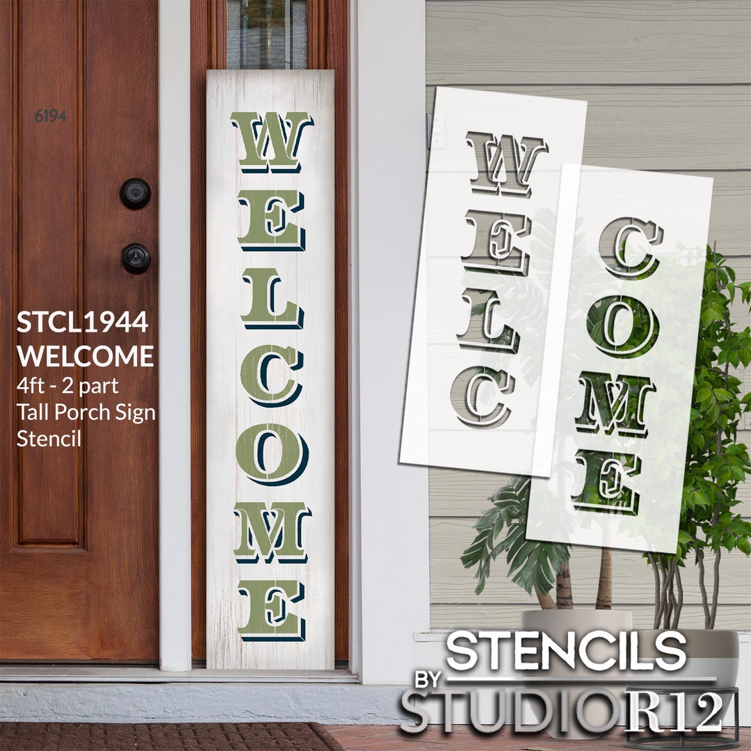 Welcome Old Post Vertical Word Art Stencil 48 X 12 STCL1944_5 - Etsy Canada
