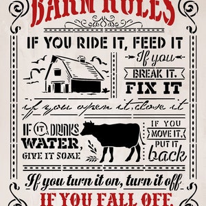 Barn Rules Stencil by Studior12 Select Size USA Made Craft DIY ...
