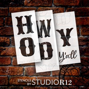 Howdy Y'all Tall Porch Sign Stencil by Studior12 Reusable Vertical ...