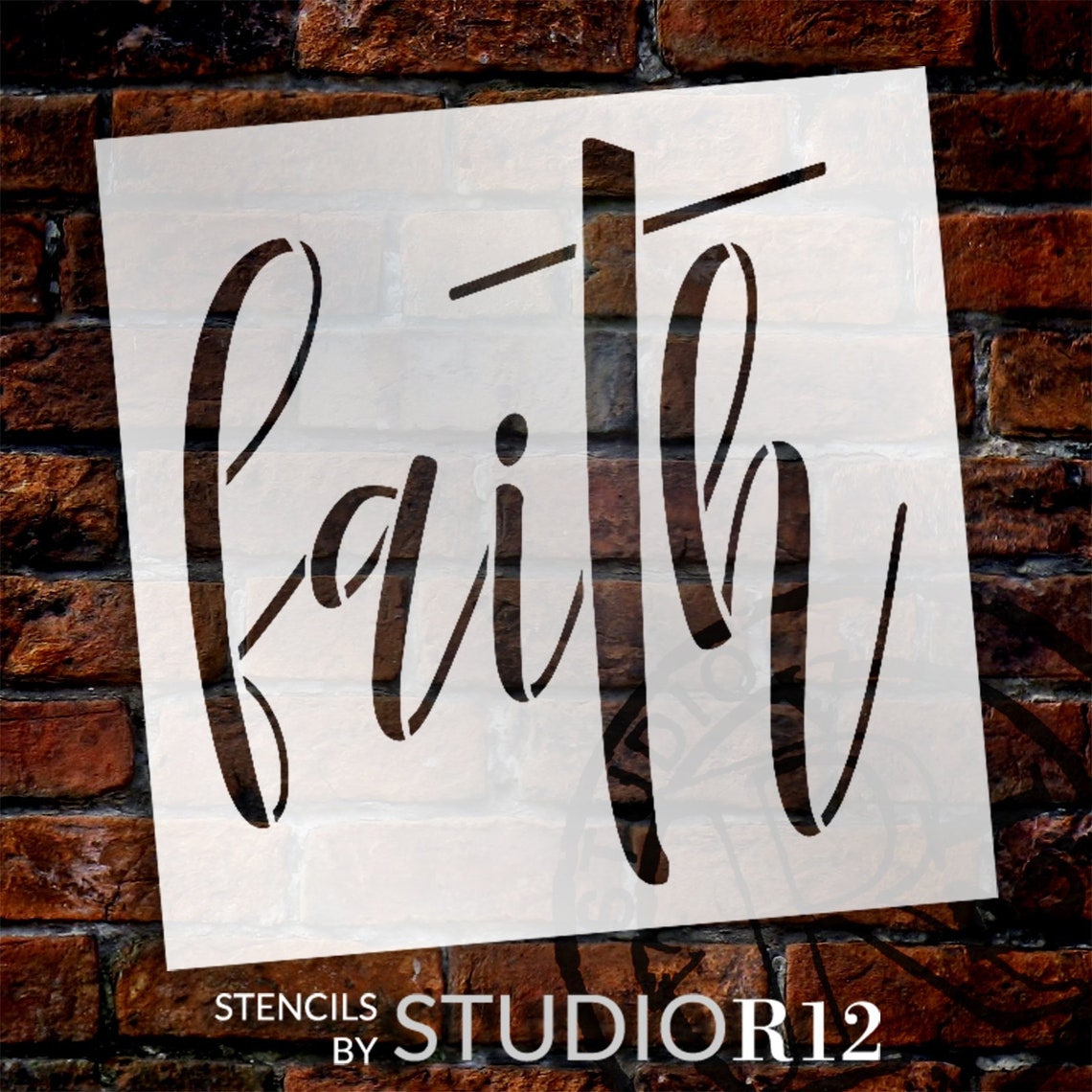 Faith Script With Cross Stencil by Studior12 Craft DIY | Etsy