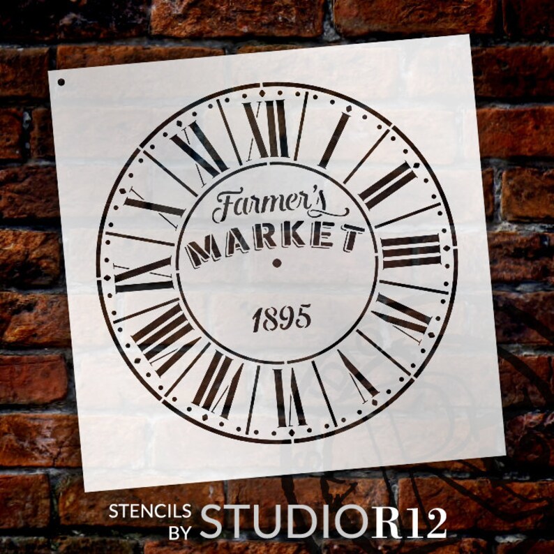 Round Clock Stencil Parisian Roman Numerals Farmers Market - Etsy