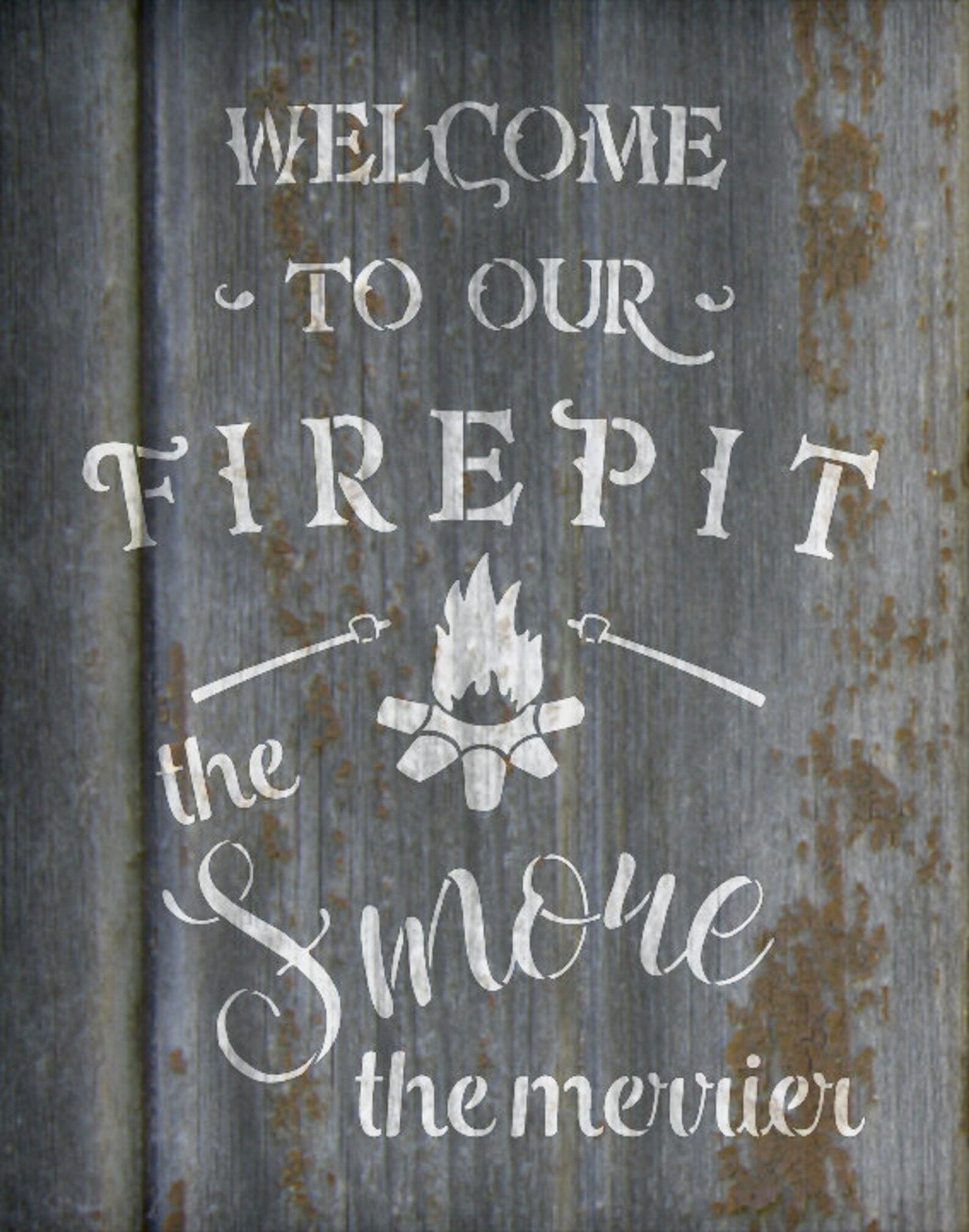 Welcome to Our Firepit Stencil the Smore the Merrier by - Etsy