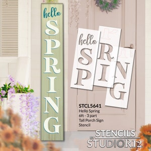 Hello Spring Stencil by Studior12 DIY Outdoor Wood Leaner Home Decor ...