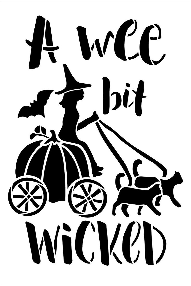A Wee Bit Wicked Stencil by Studior12 Witch Pumpkin DIY - Etsy
