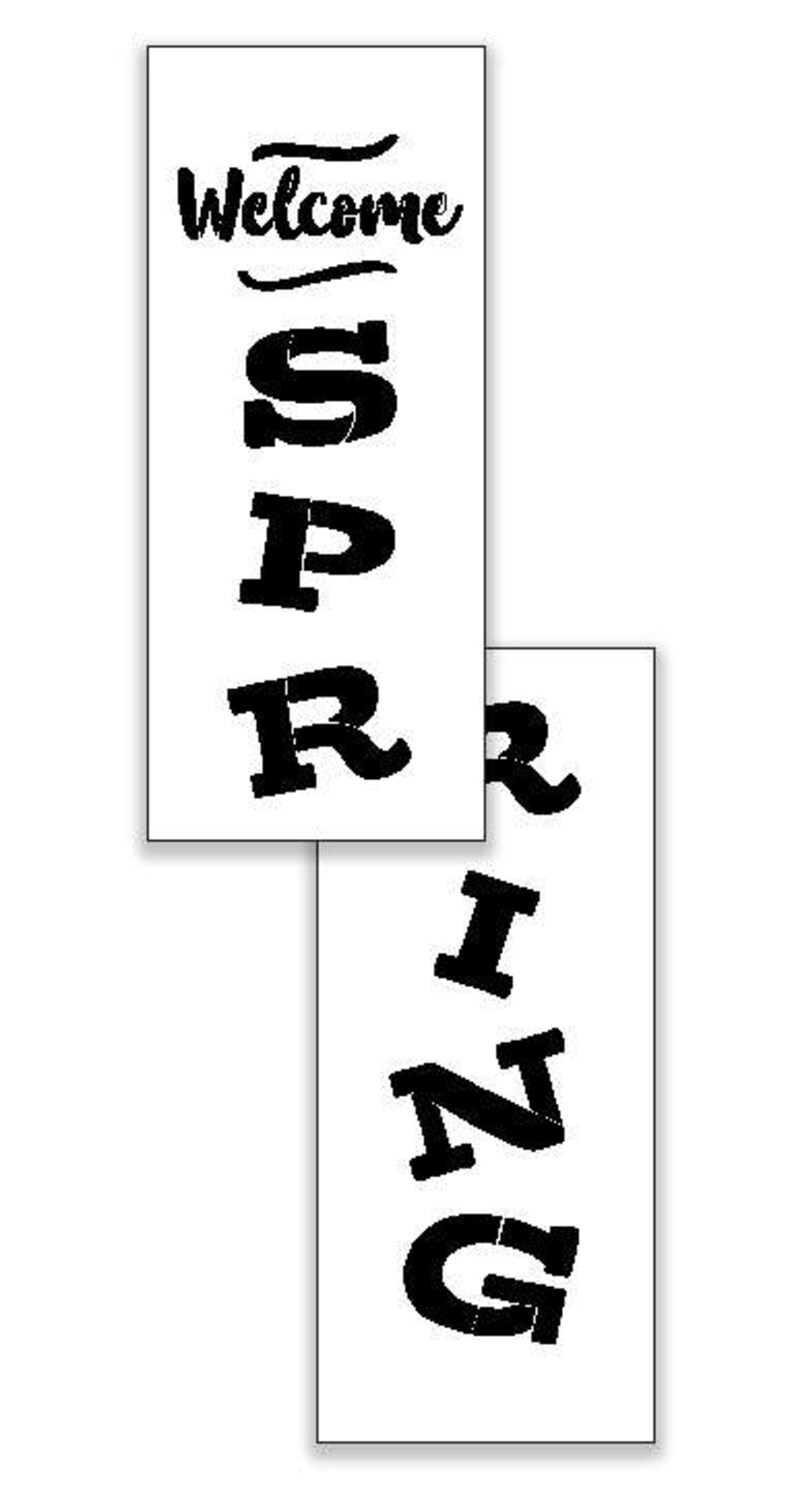 Welcome Spring Vertical Word Stencil Select Size | Etsy