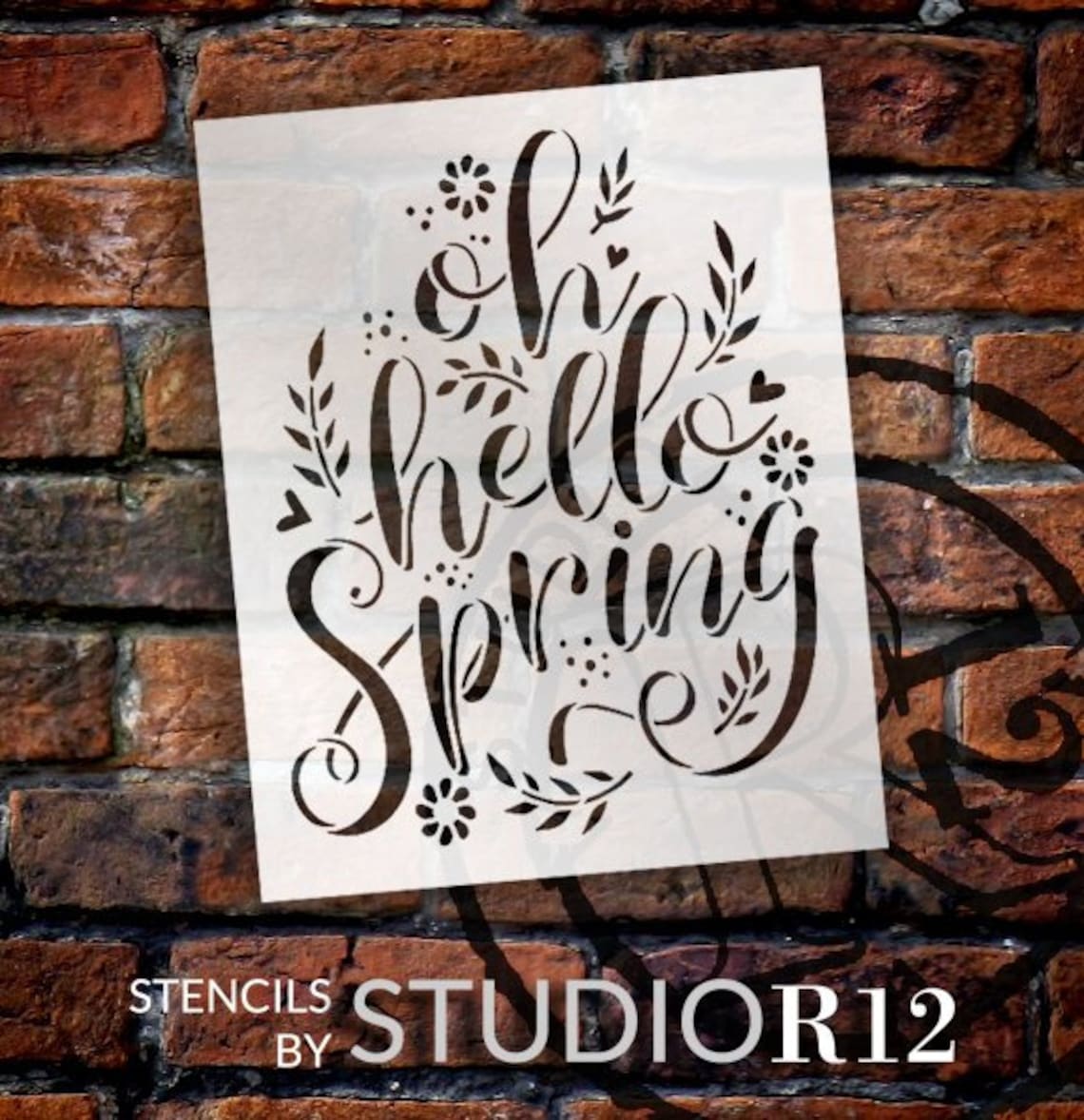 Oh Hello Spring Script Stencil With Flowers by Studior12 DIY - Etsy
