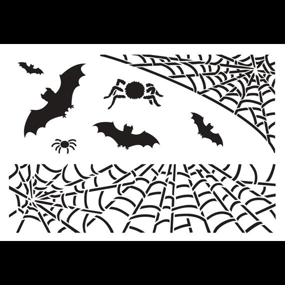 Spiders & Bats Art Stencil 13 X 9 STCL568 by - Etsy