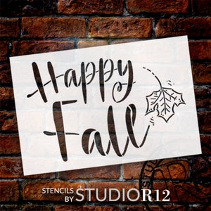 Happy Fall Stencil by Studior12 Craft DIY Autumn Leaves Home Decor ...