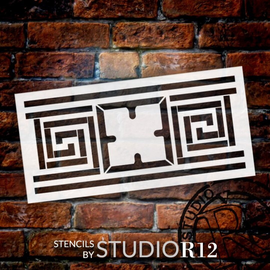 Meander Floral Square Pattern Stencil by Studior12 DIY Greek Border ...