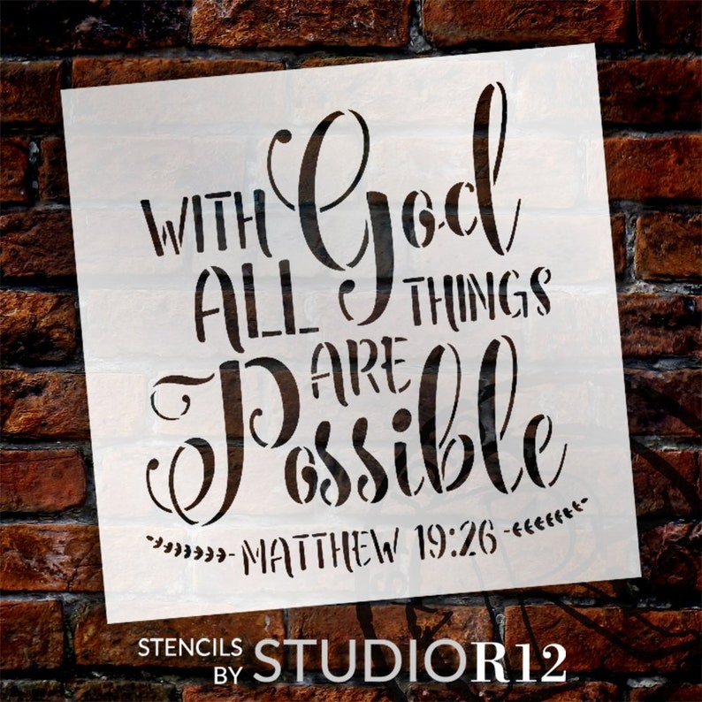 With God All Things Possible Stencil by Studior12 Matthew | Etsy