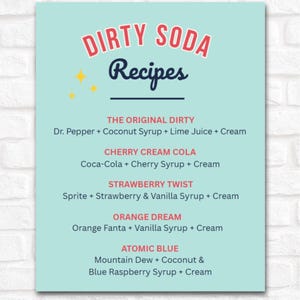Dirty Soda Bar Sign – Retro Printable Menu – Digital Download - 4th of ...